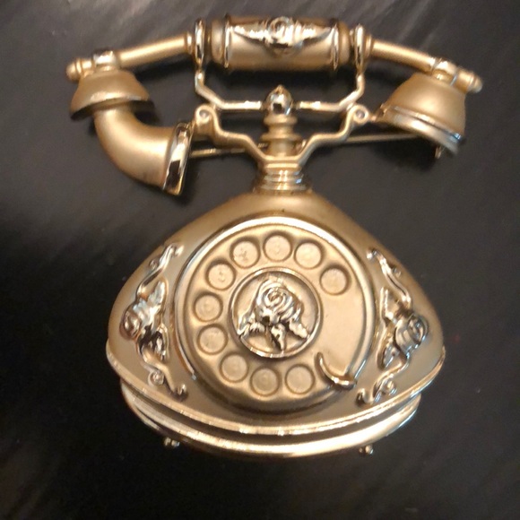Vintage | Jewelry | Lovely Vintage Telephone Brooch In Gold Tone | Poshmark